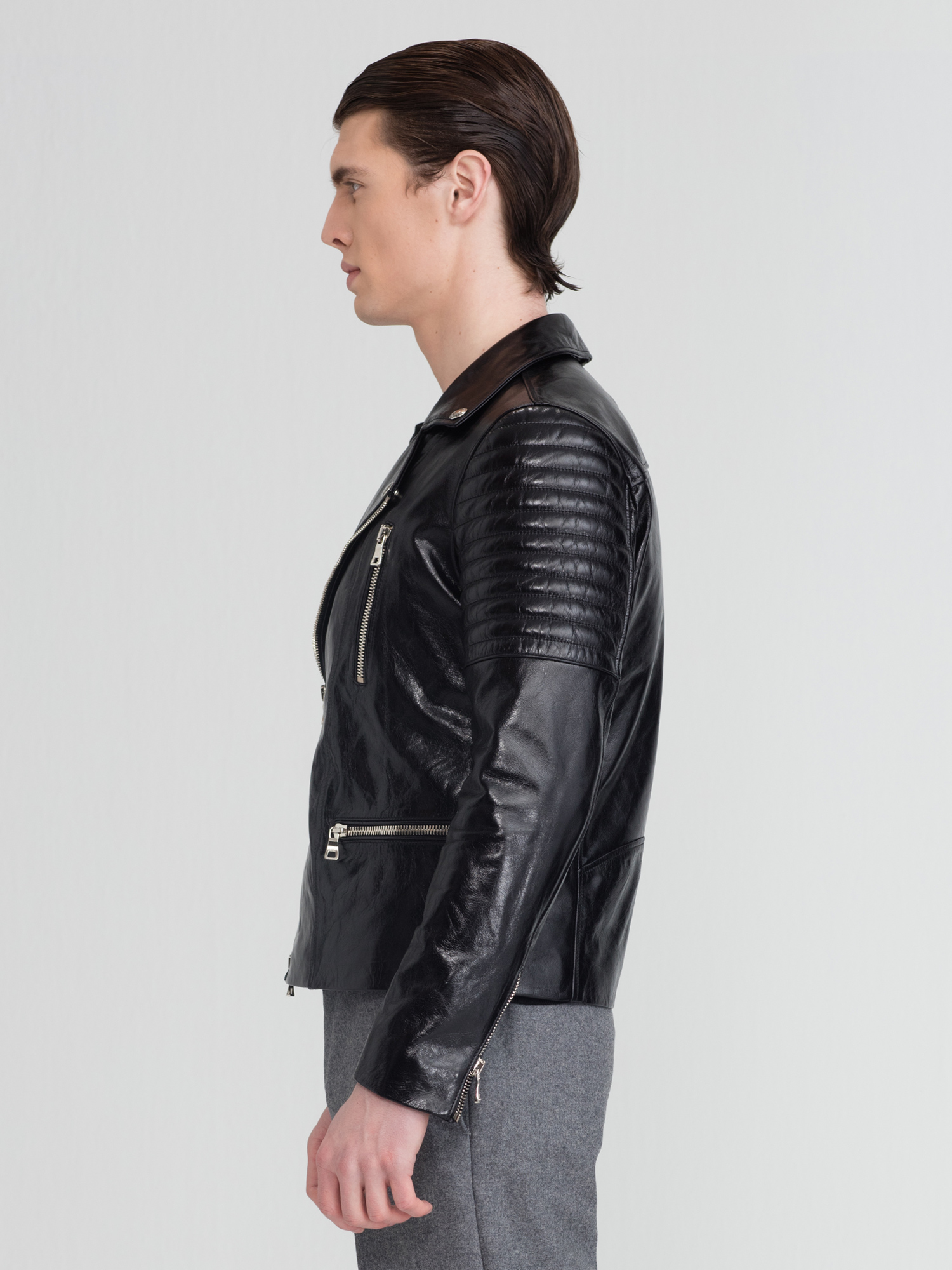 Ralph Rensen Bronz Renk Biker Slim Fit Deri Ceket